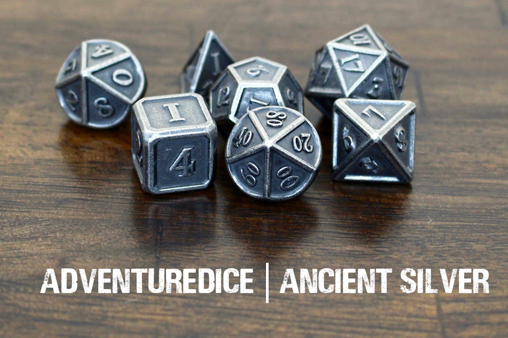 Ancient Silver premium metal dice set – Adventure Dice